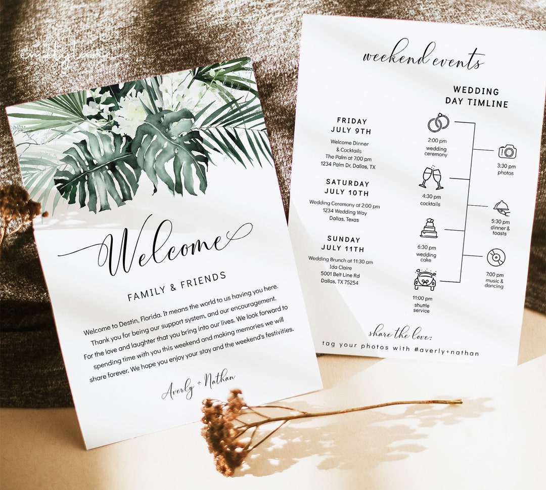 Tropical Wedding Timeline Template, Destination Welcome Letter, Welcome ...