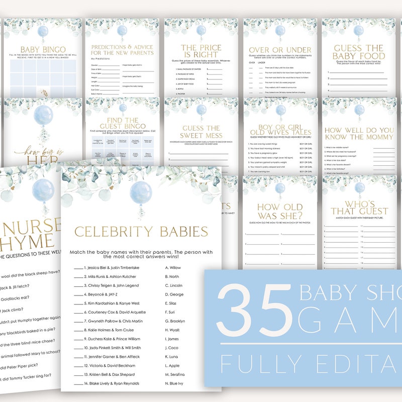 Baby Shower Games Boy - Etsy