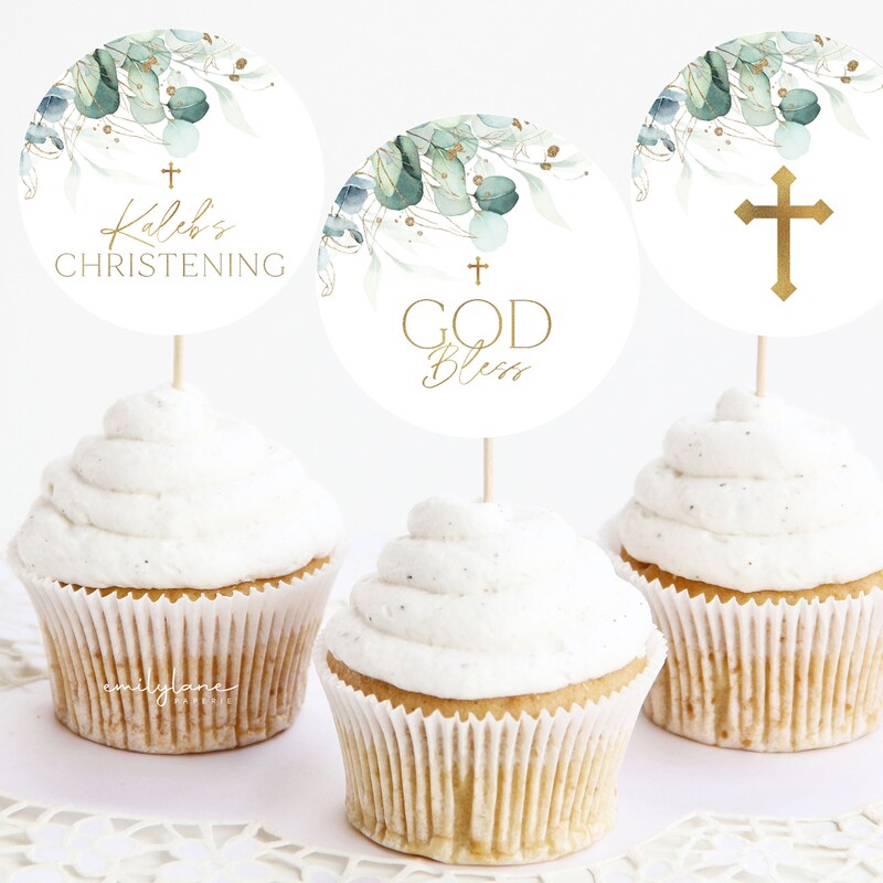 Christening Cupcake Topper - Etsy