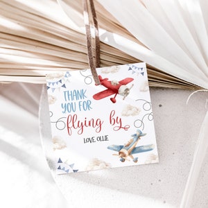 Airplane Thank You Favor Tag, Time Flies Birthday Thank You Favor Tag ...