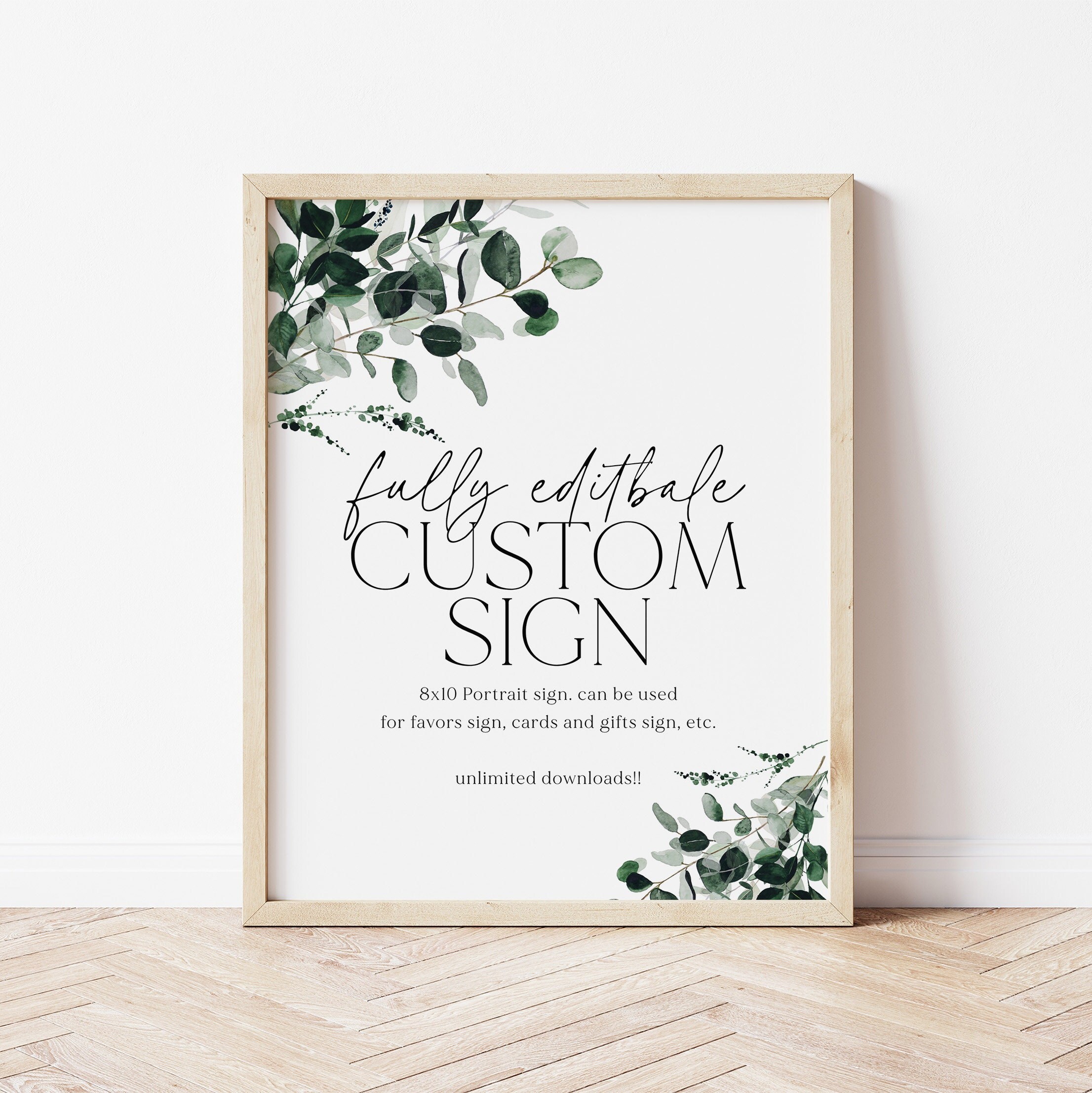 Greenery Editable Custom Sign, Boho Botanical Custom Sign, Greenery ...