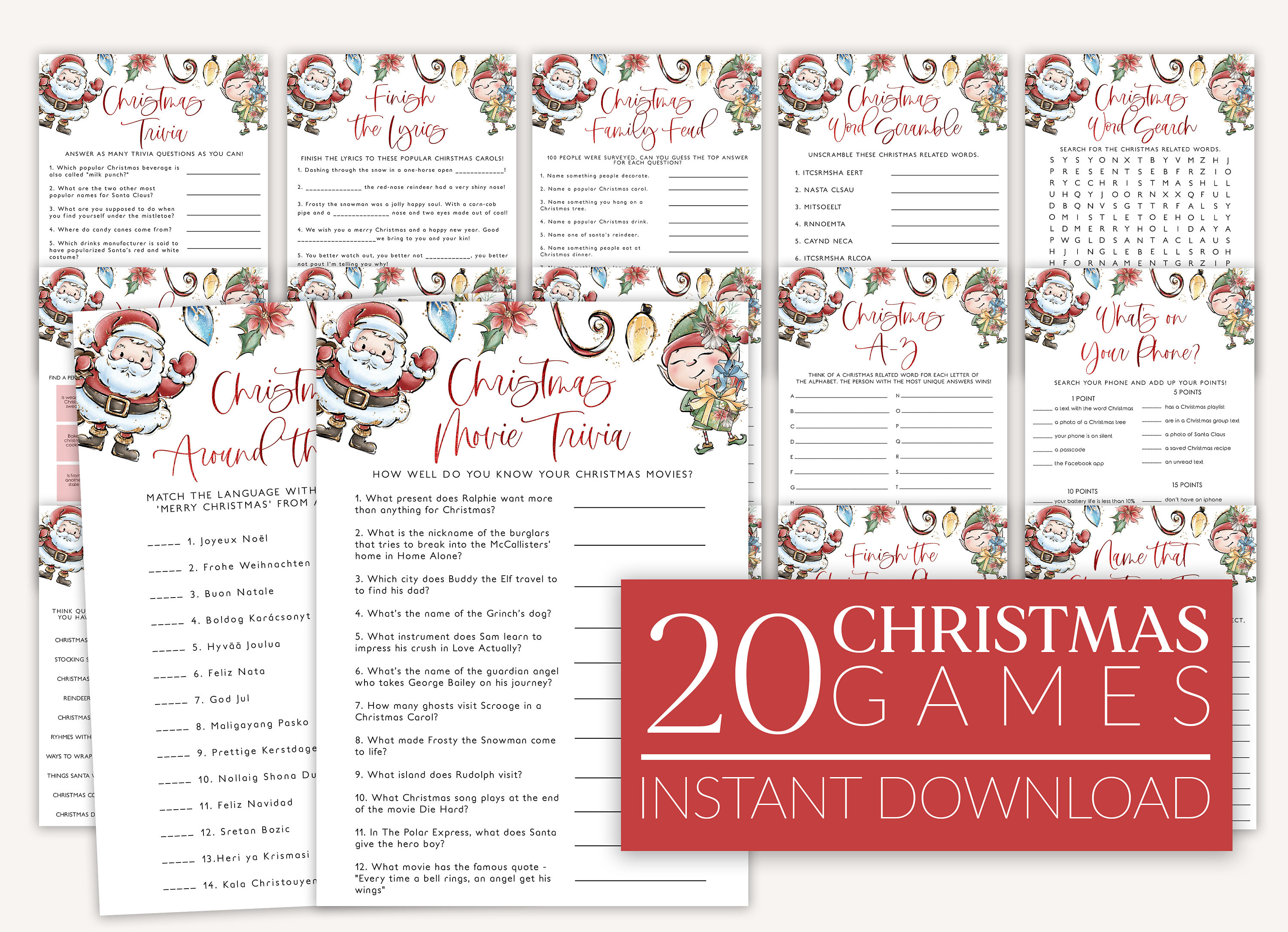 Fun Christmas Party Games Printable Holiday Games Christmas - Etsy