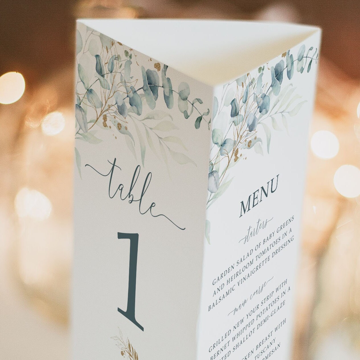 Eucalyptus Tri-fold Table Number Template Editable Tri-fold | Etsy