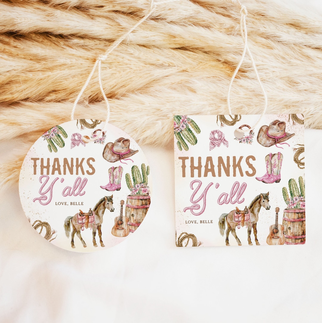 Pink Western Thank You Favor Tag, 1st Rodeo Thank You Favor Tag, Rodeo ...