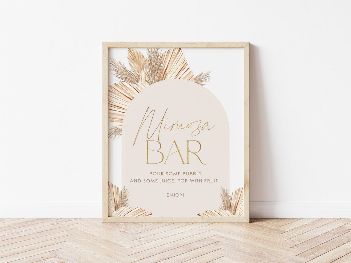 Beige Boho Mimosa Bar Sign Momosa Bar Sign Mimosa Bar Sign - Etsy