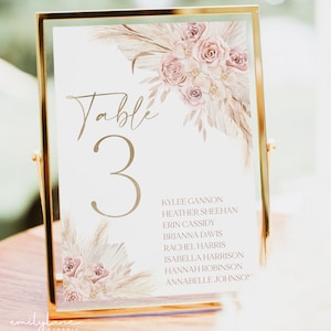 Pink Boho Table Numbers, Bridal Shower Table Numbers, Boho Floral Table ...