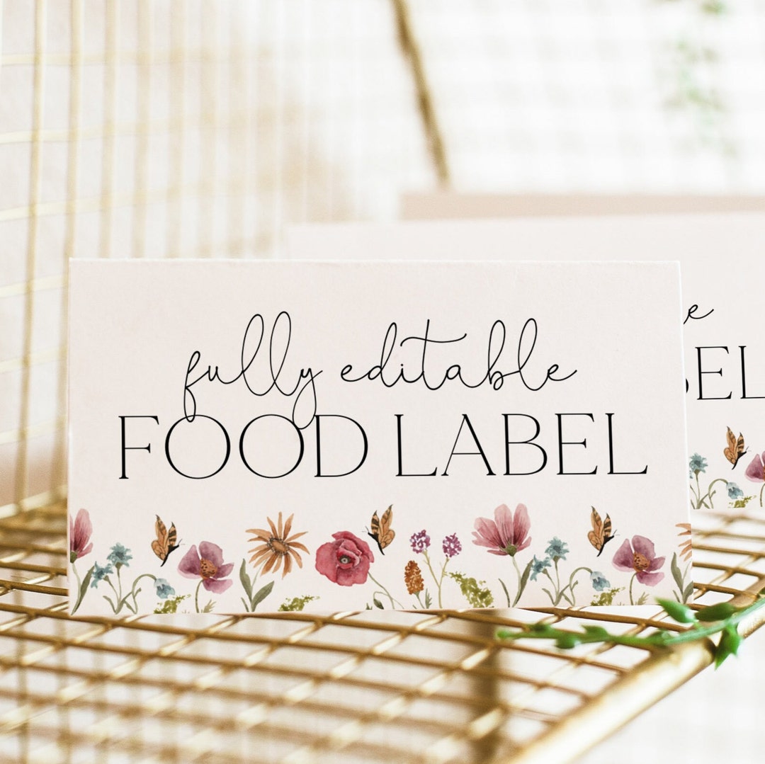 Wildflower Baby Shower Food Labels, Food Label Card, Food Tent Card ...