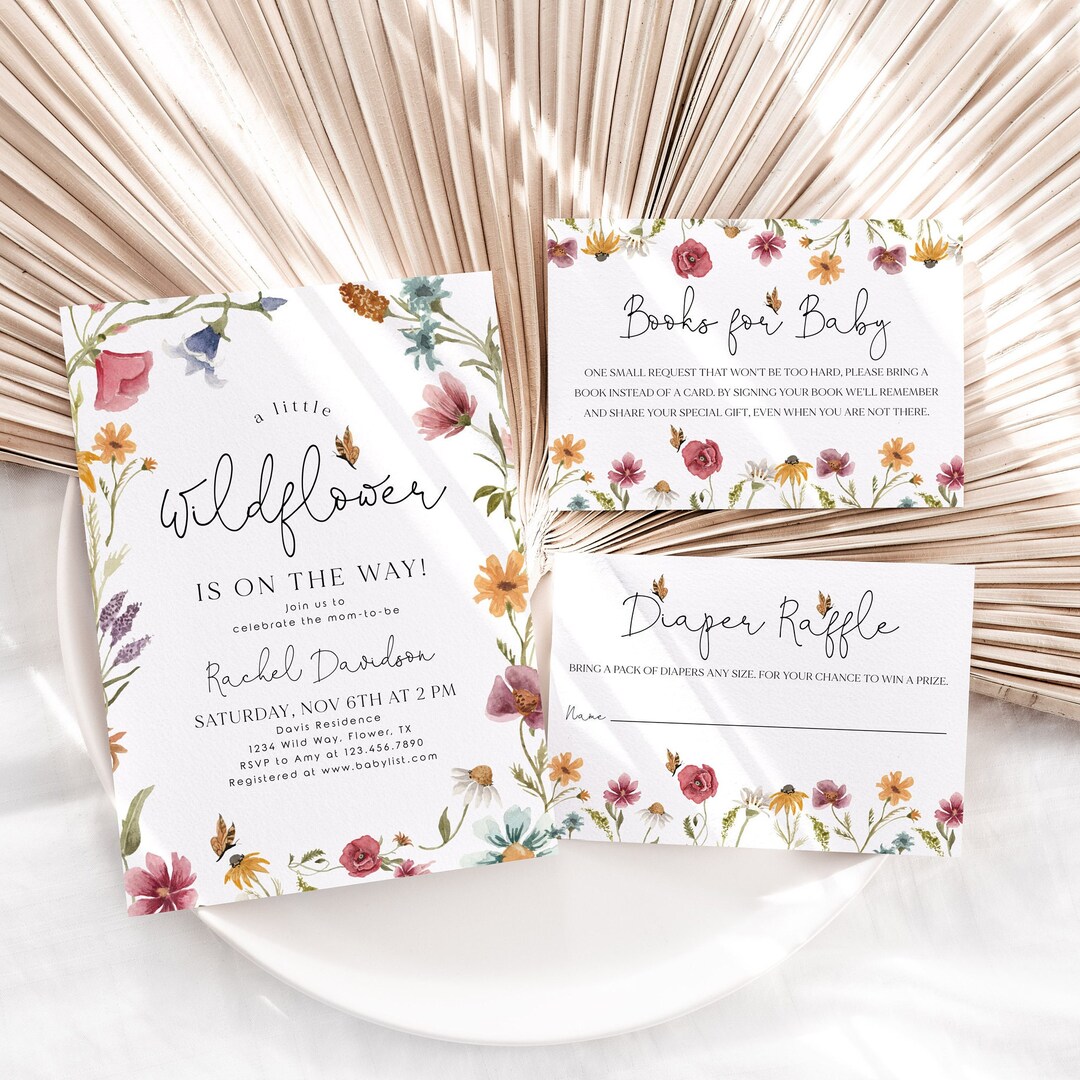 Wildflower Baby Shower Invitation Set, A Little Wildflower is on the ...