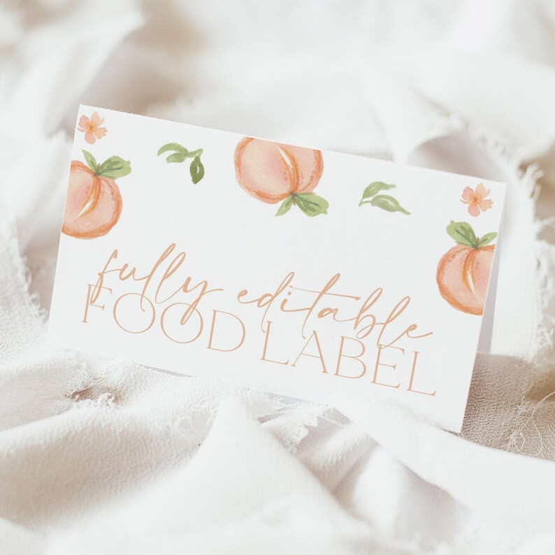 Editable Food Labels, Peach Food Label Card, Sweet as a Peach Birthday ...