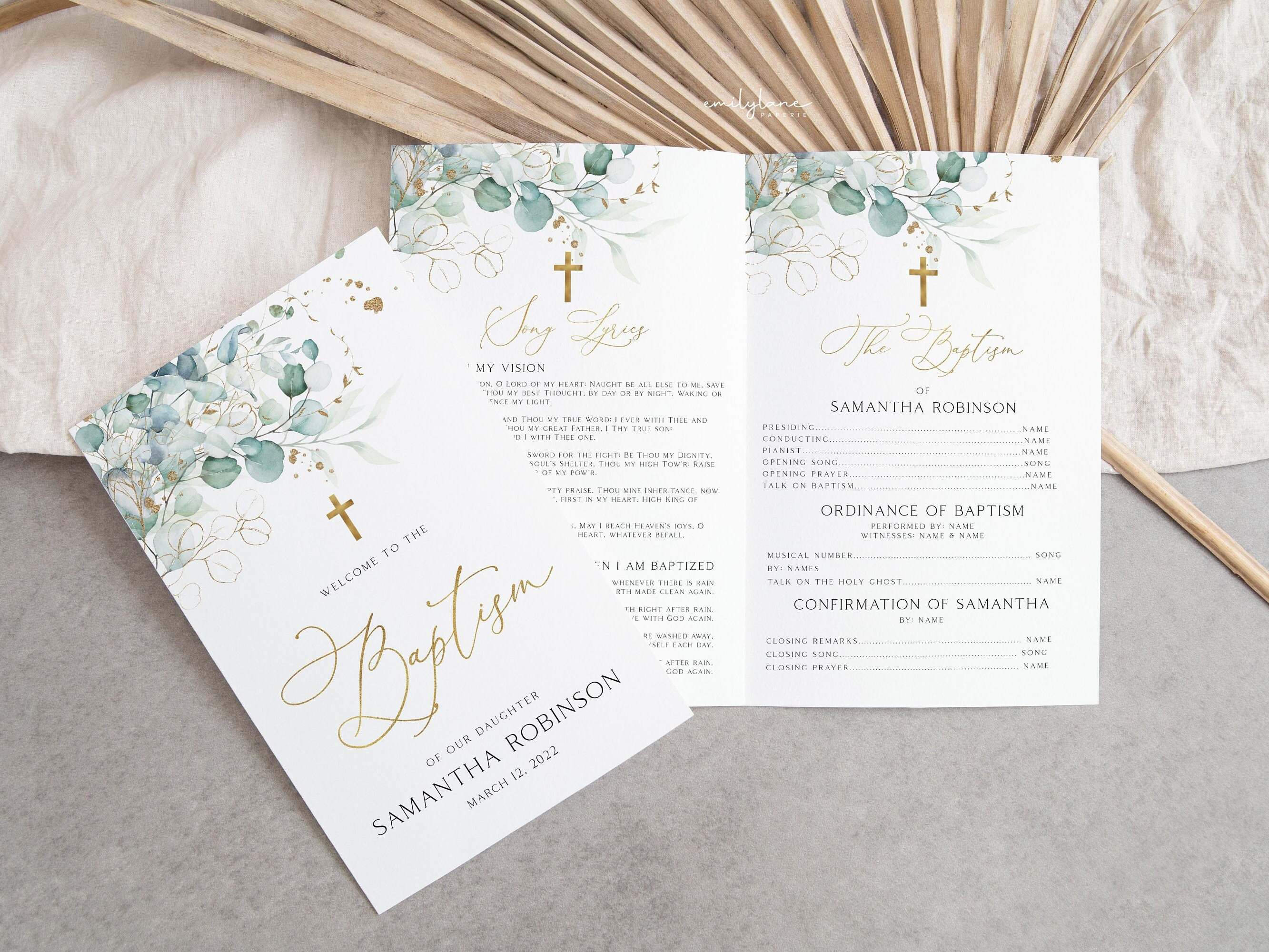 Baptism Programs Printable Christening Program Template - Etsy