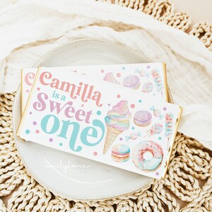 Sweet One Chocolate Bar Wrapper, Pastel Candy Bar Wrapper Template ...