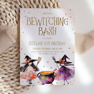 Bewitching Bash Halloween Invitation, Witch Birthday Invitation ...