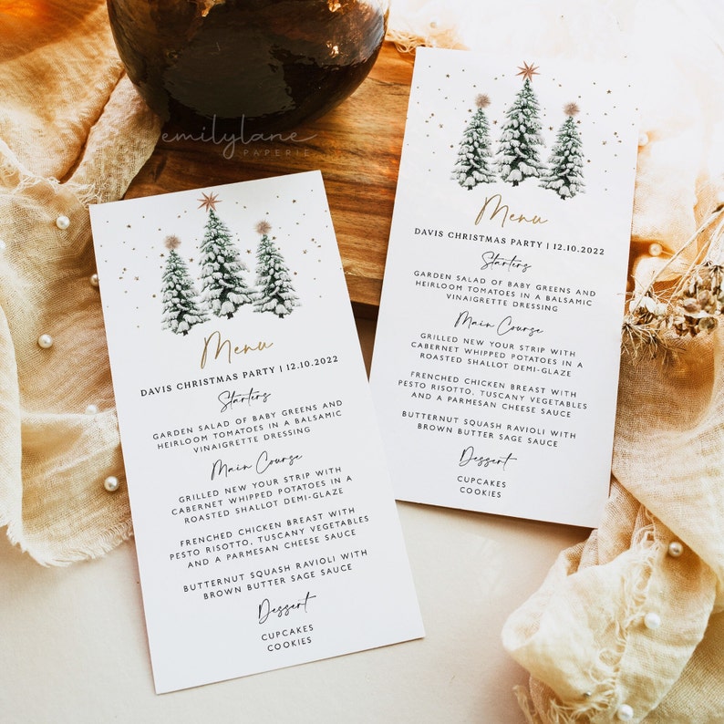 Christmas Dinner Menu Template Printable Christmas Dinner - Etsy