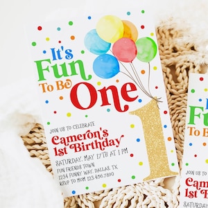 It's Fun to Be One Birthday Invitation, One is Fun 1st Birthday Invite ...