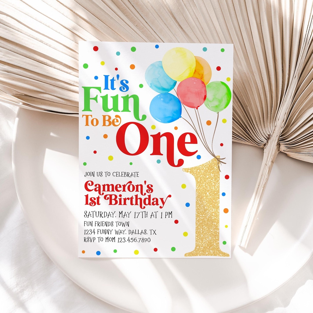 It's Fun to Be One Birthday Invitation, One is Fun 1st Birthday Invite ...