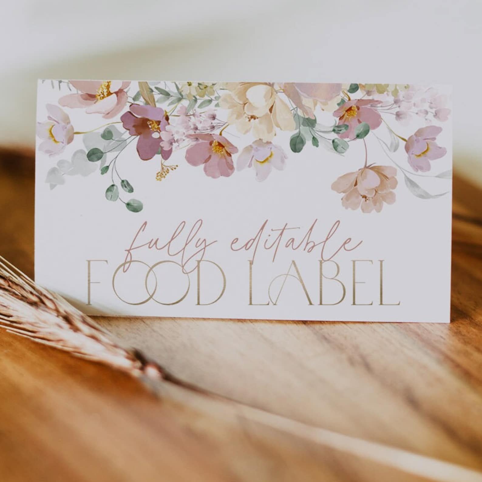 Editable Food Labels, Floral Food Label Card, 1st Birthday Birthday ...