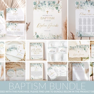 Baptism Programs, Printable Christening Program Template, Printable Eucalyptus Baptism Program ...