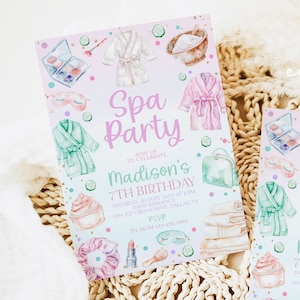 Spa Party Birthday Invitation, Pamper Party Birthday Invite, Spa Day ...