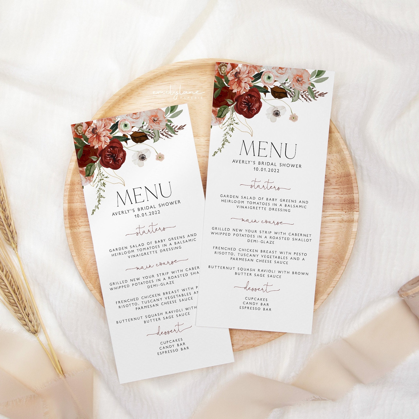 Bridal Shower Menu Template Printable Bridal Shower Menu - Etsy