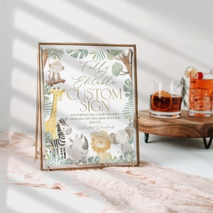 Safari Animal Custom Editable Sign, Custom 8x10 Sign, Safari Editable ...