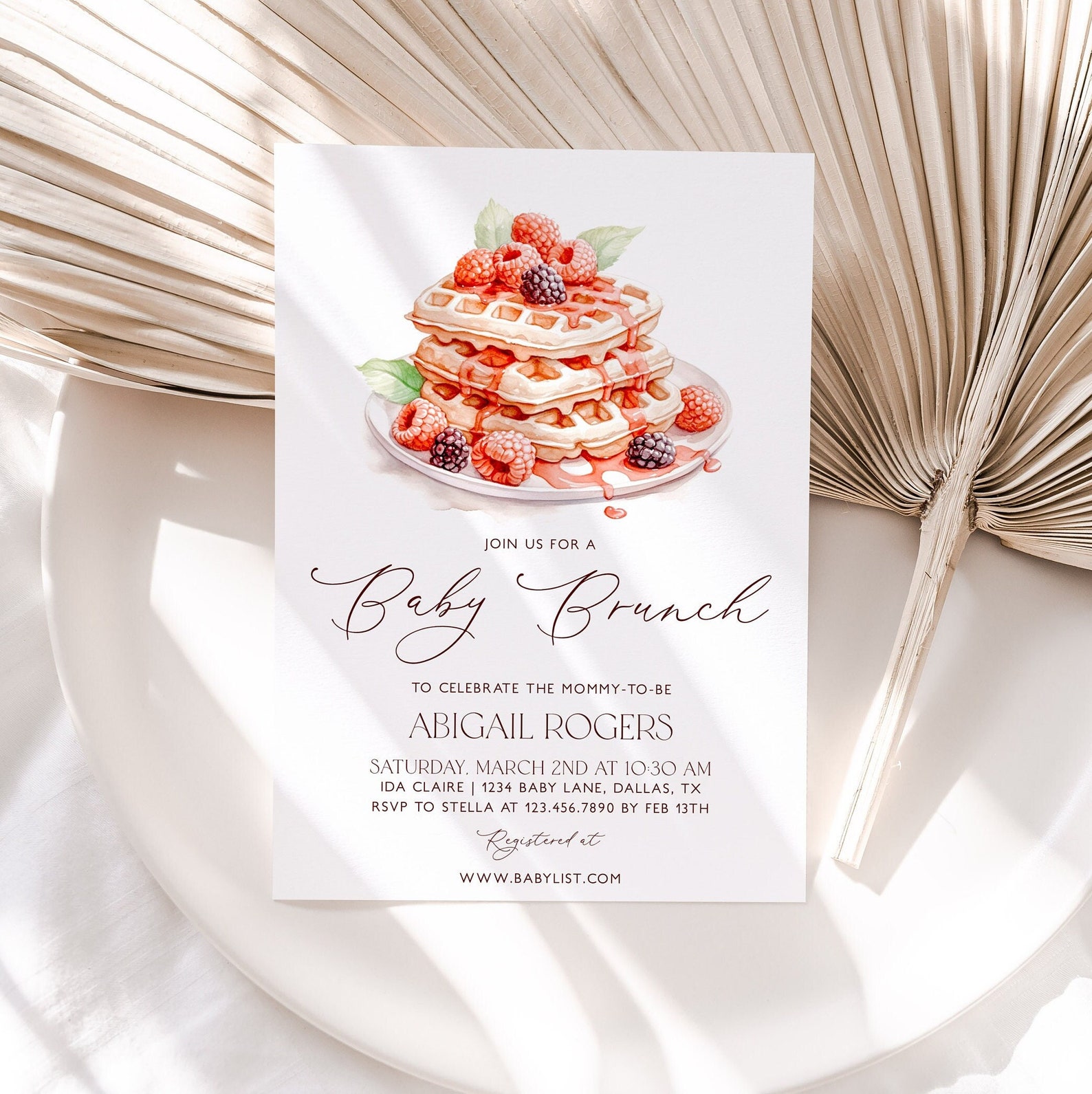 Baby Brunch Invitation Template, Brunch Waffle Invite, Breakfast Baby ...