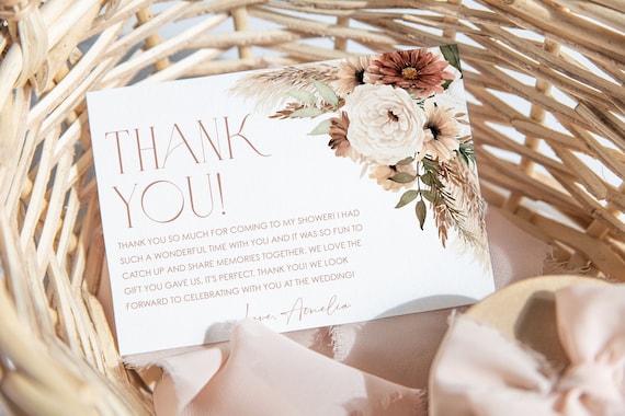 Boho Thank You Card Template Printable Thank You Card Instant | Etsy