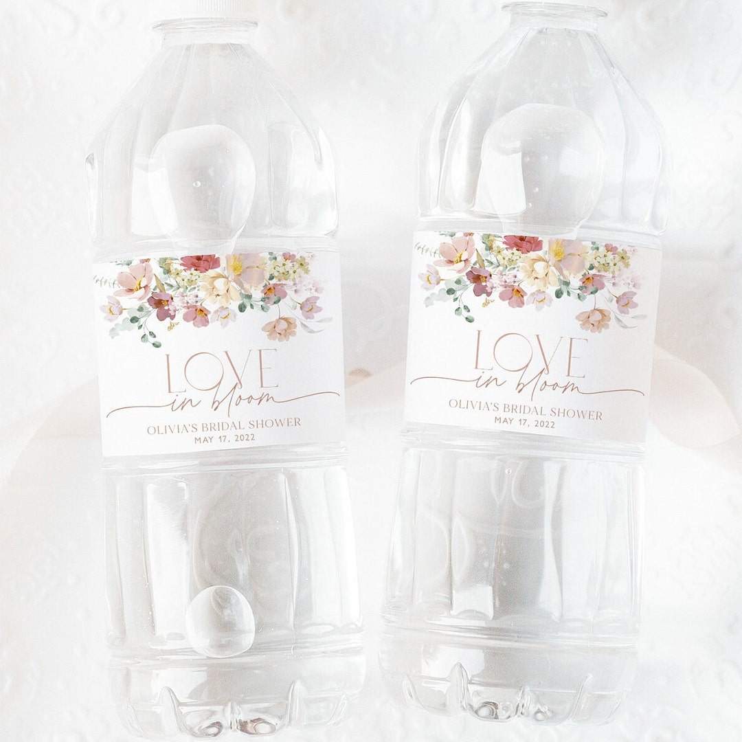Love in Bloom Water Bottle Label, Bridal Shower Water Label, Printable ...