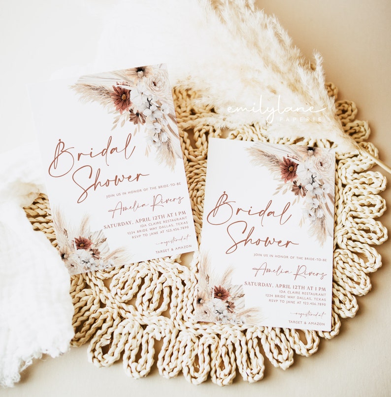 Boho Bridal Shower Invitation, Bohemian Bridal Shower Invite, Boho ...