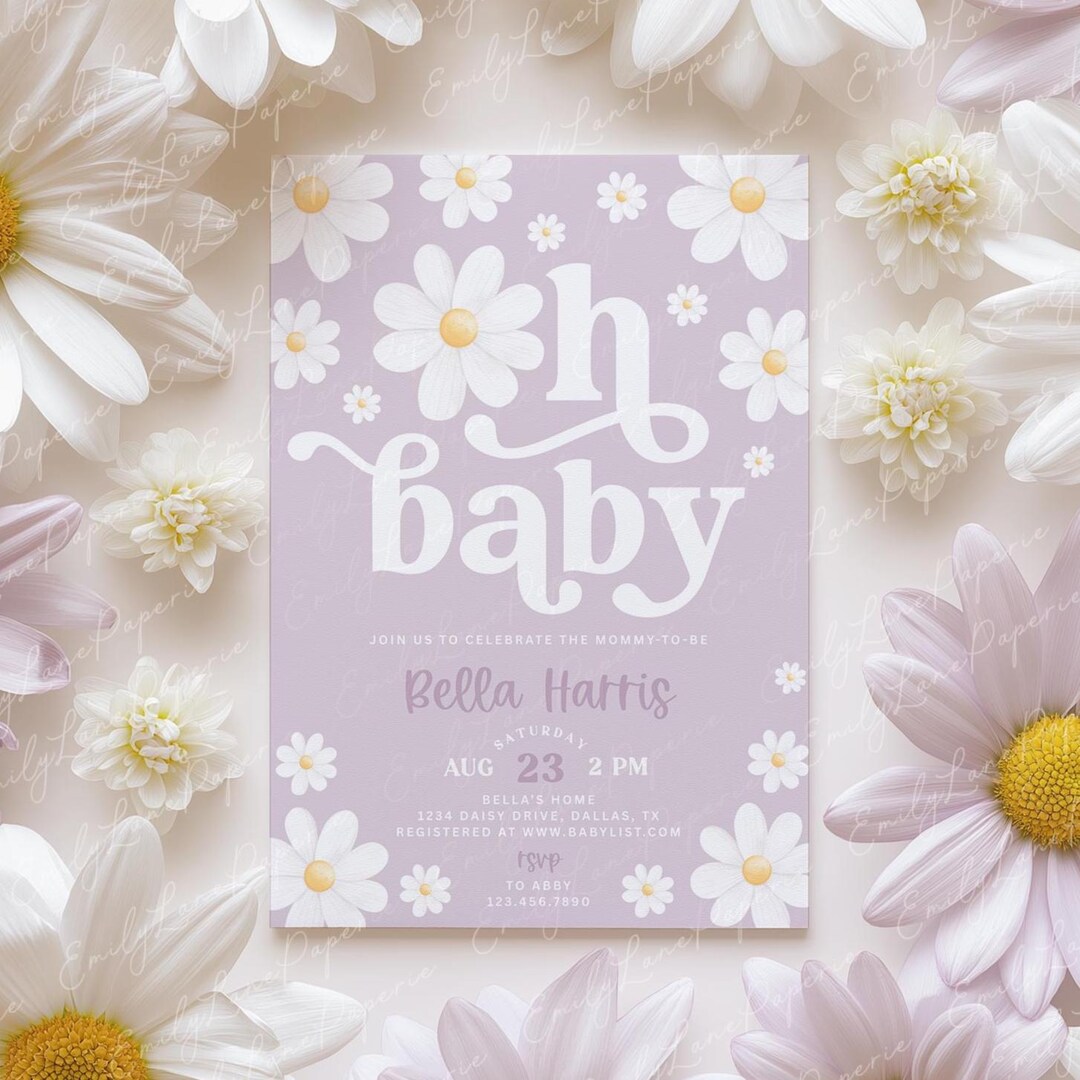 Daisy Baby Shower Invitation, Daisy Oh Baby Shower Invitation, Daisy ...