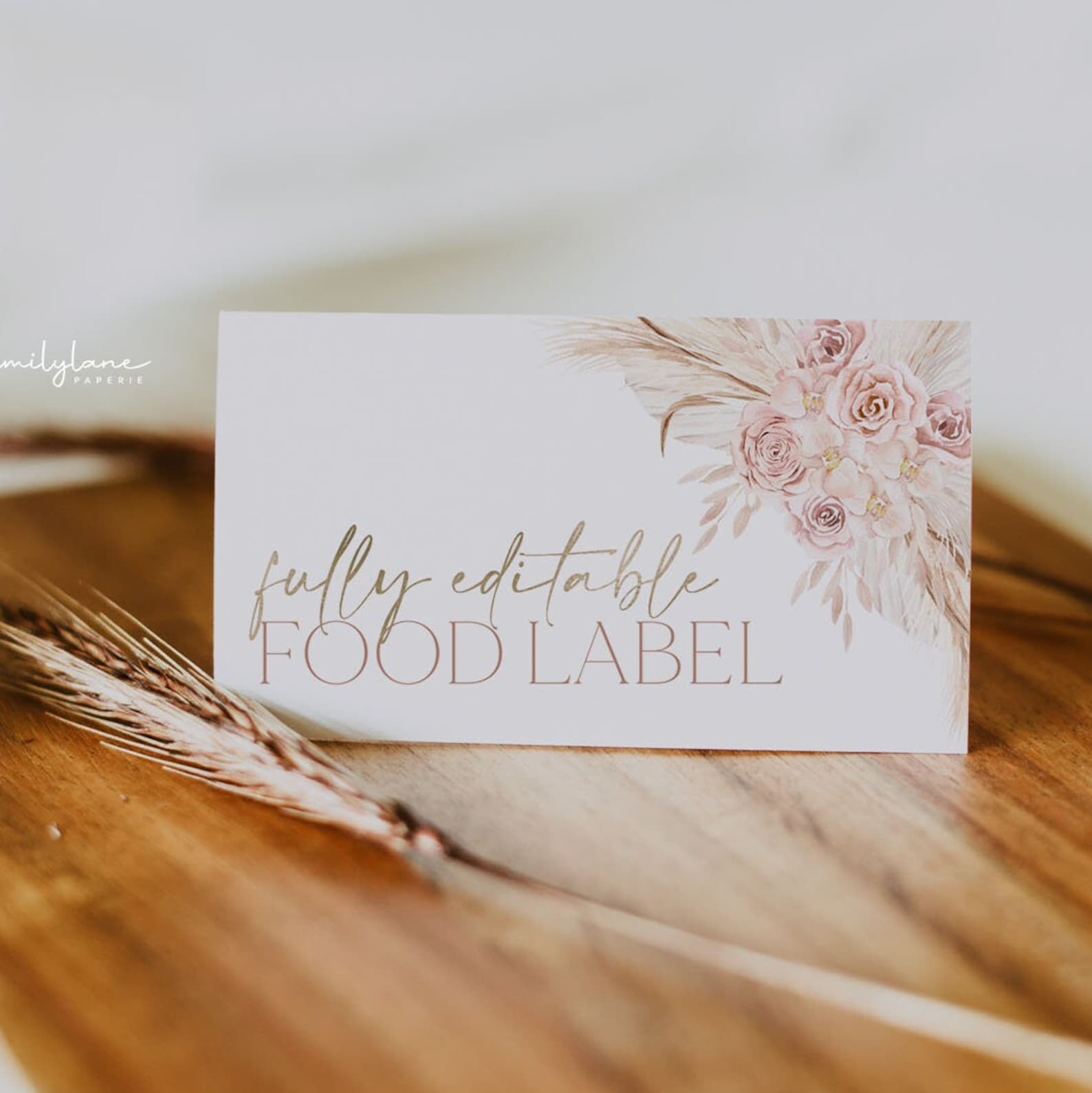 Pink Boho Food Labels, Boho Baby Shower Food Label Card, Boho Floral ...