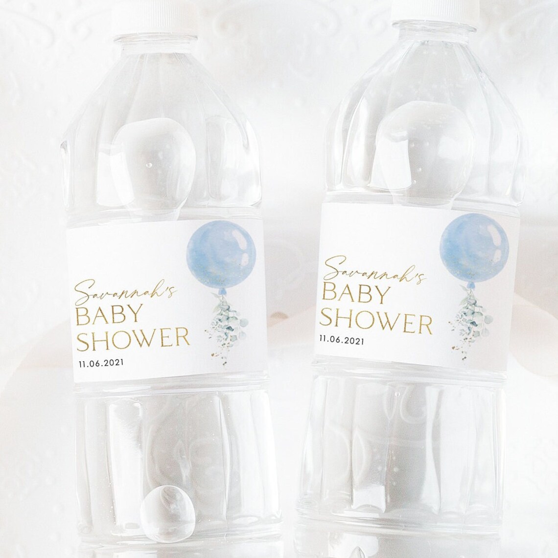 Blue Balloon Water Bottle Label, Baby Shower Water Label, Printable ...