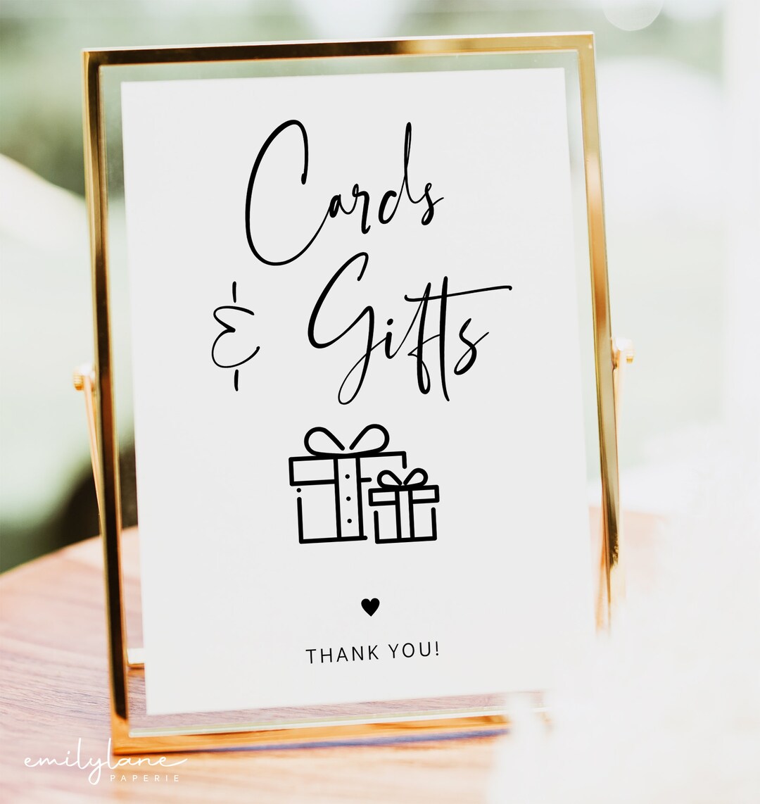 Minimalist Cards and Gifts Sign Printable, Modern Wedding Sign, Baby ...