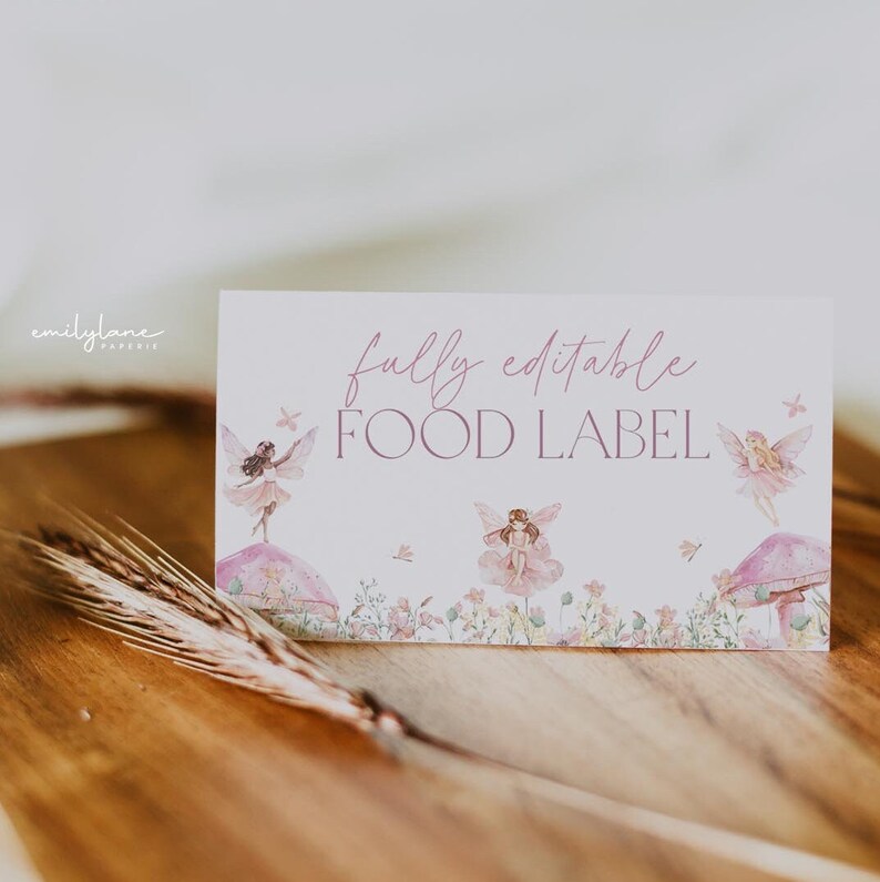Fairy Food Labels, Fairy Garden Food Label Card, Fairy 1st Birthday ...