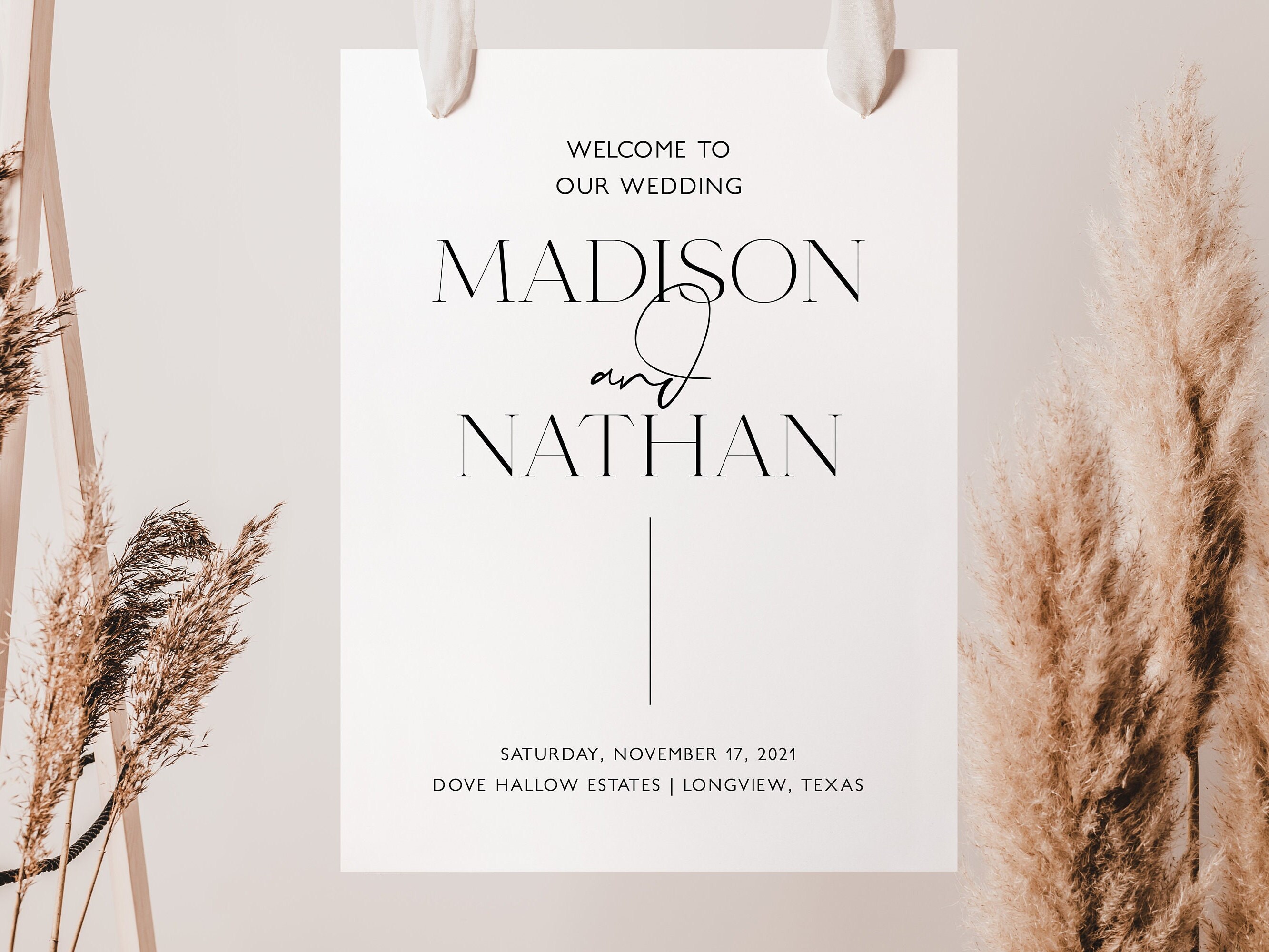 Minimalist Wedding Welcome Sign Template Modern Wedding Sign - Etsy