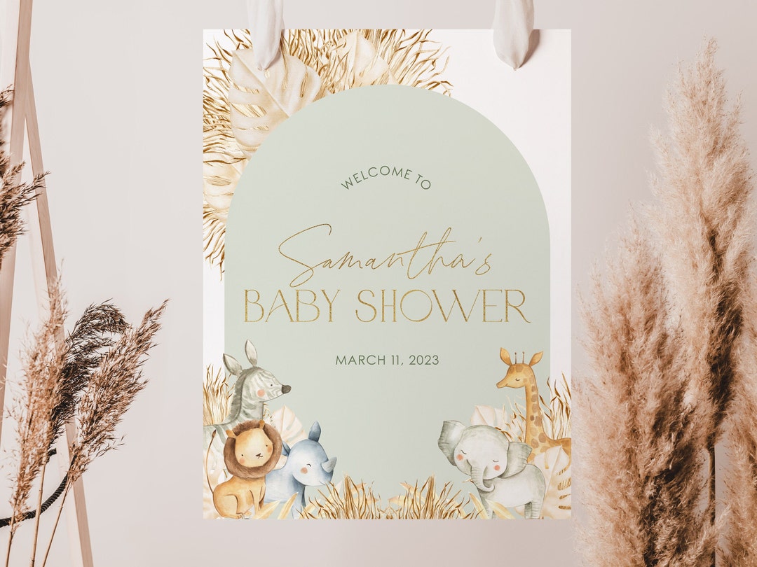 Boho Safari Baby Shower Welcome Sign, Jungle Safari Welcome Sign, Boho ...