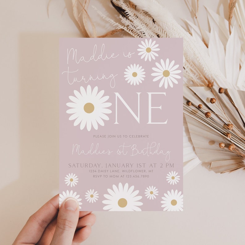Daisy Birthday Invitation Daisy 1st Birthday Invite Daisy | Etsy