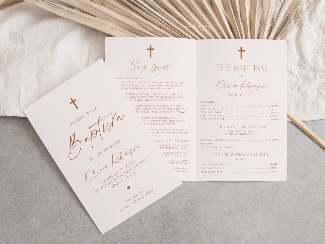 Minimal Baptism Programs, Printable Christening Program Template ...