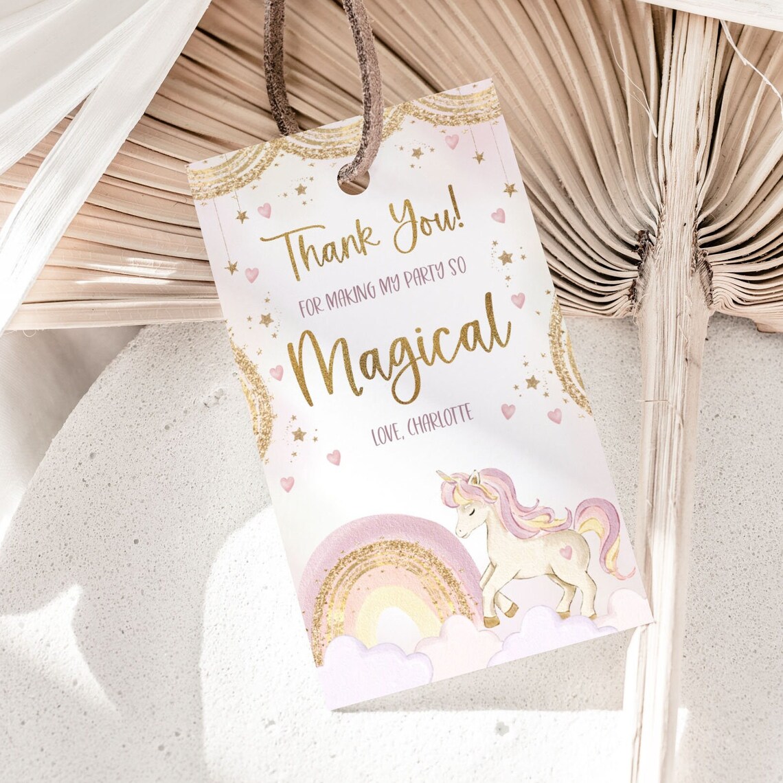 Unicorn Birthday Favor Tag, Unicorn and Rainbows Thank You Tag, Rainbow ...