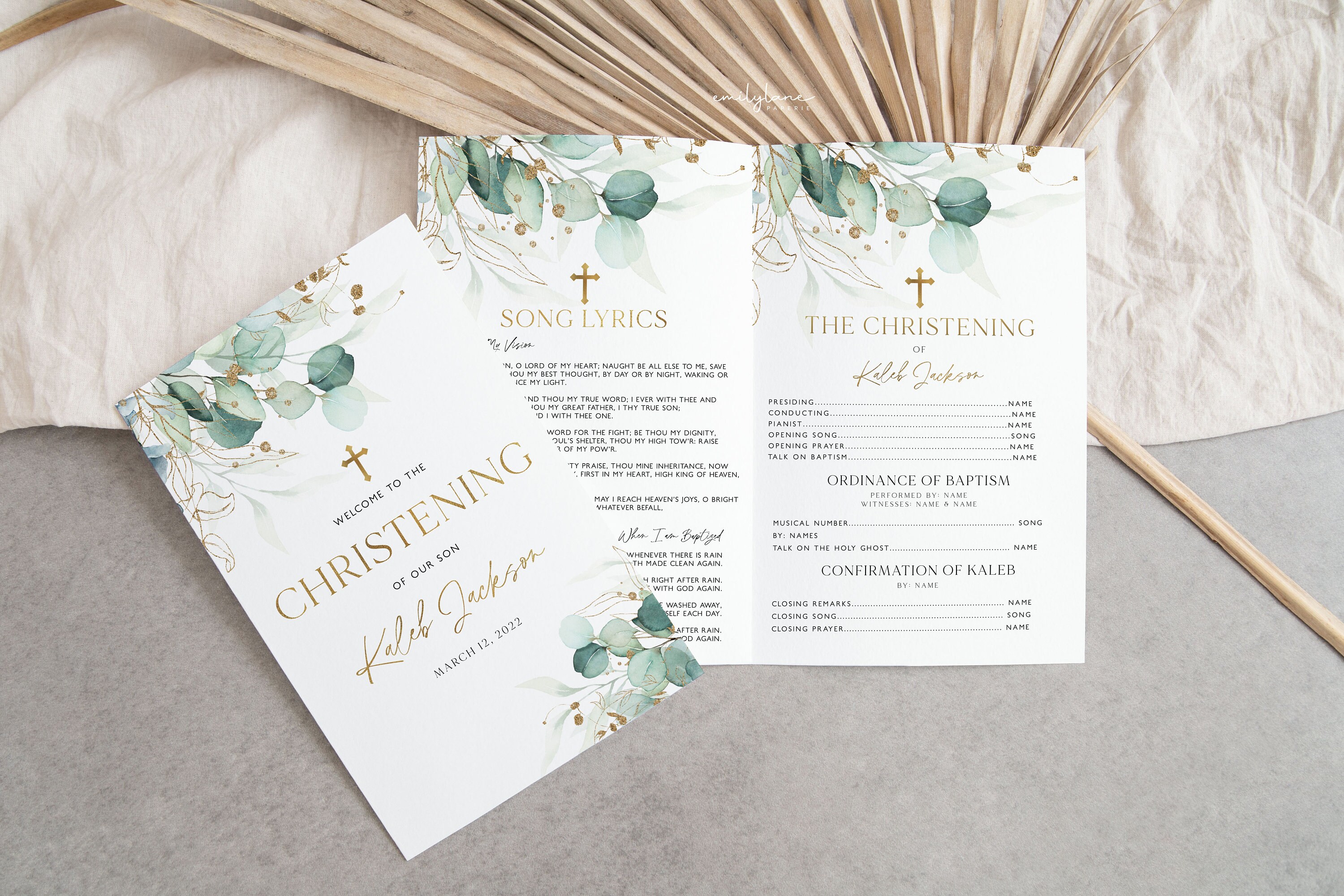 Baptism Programs Printable Christening Program Template - Etsy