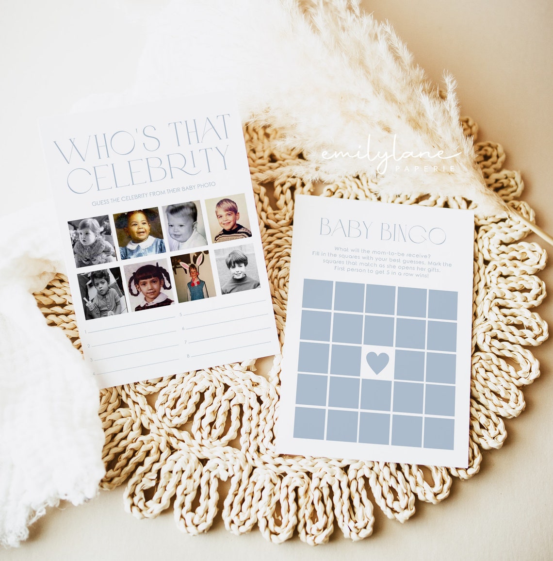 Blue Baby Shower Games Minimal Baby Shower Editable Games - Etsy