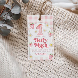 Strawberry Favor Tags, Berry 1st Birthday Thank You Tags, Berry First ...