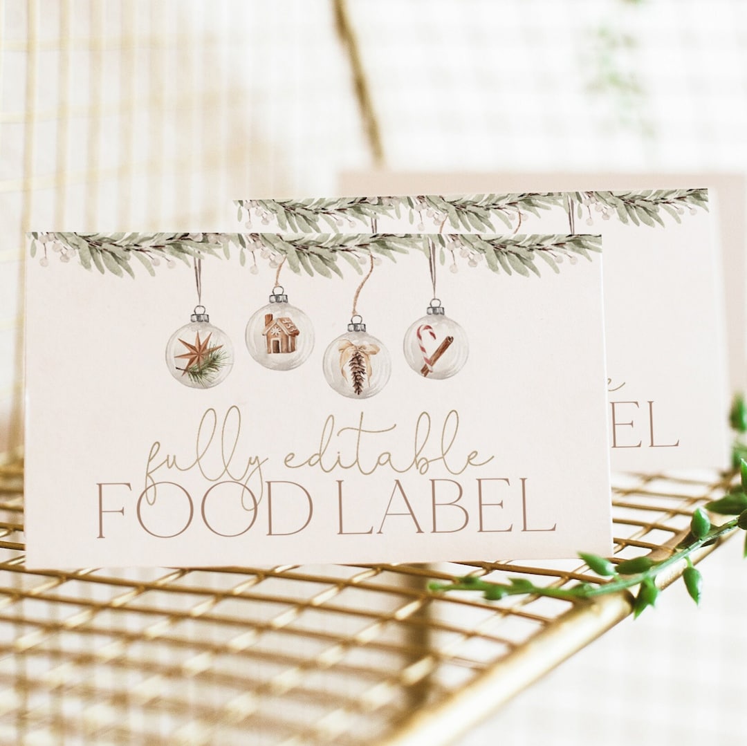 Christmas Food Label Template, Printable Food Tags, Holiday Party Food ...