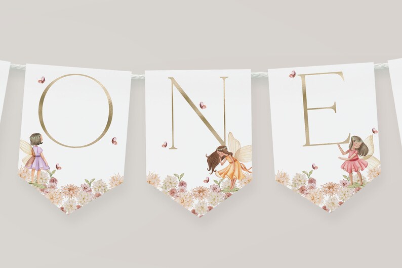 Fairy High Chair Banner Printable, Fairy 1st Birthday Banner for High ...