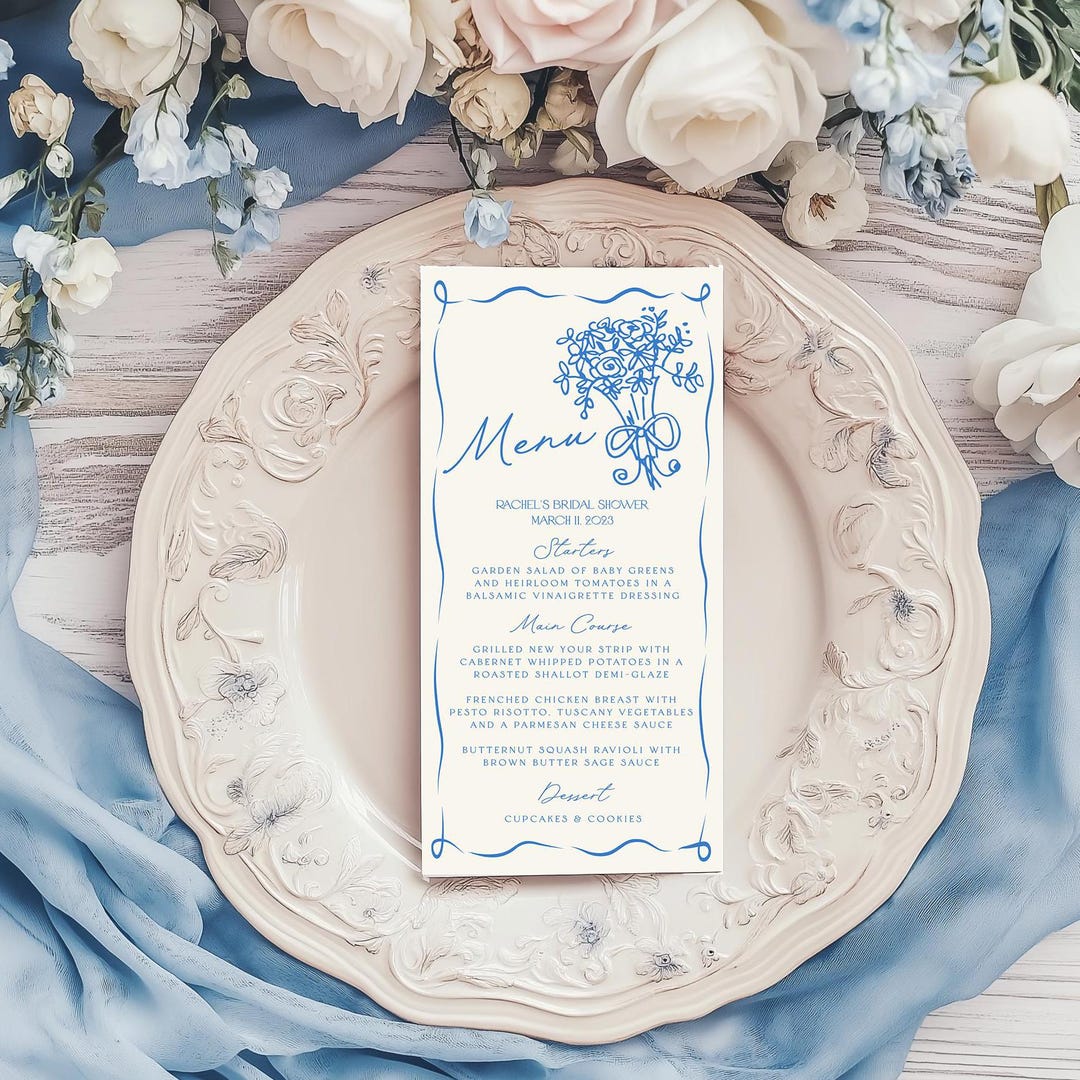 Bridal Shower Menu Template, Printable Bridal Menu, Editable Bridal ...