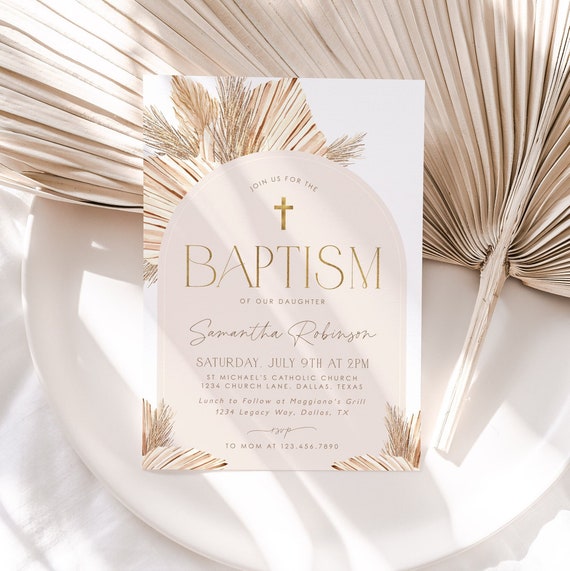 Boho Baptism Invitation Boho Arch Baptism Invitation - Etsy