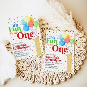 It's Fun to Be One Birthday Invitation, One is Fun 1st Birthday Invite ...