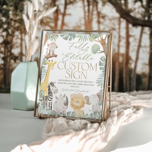 Safari Animal Custom Editable Sign, Custom 8x10 Sign, Safari Editable ...