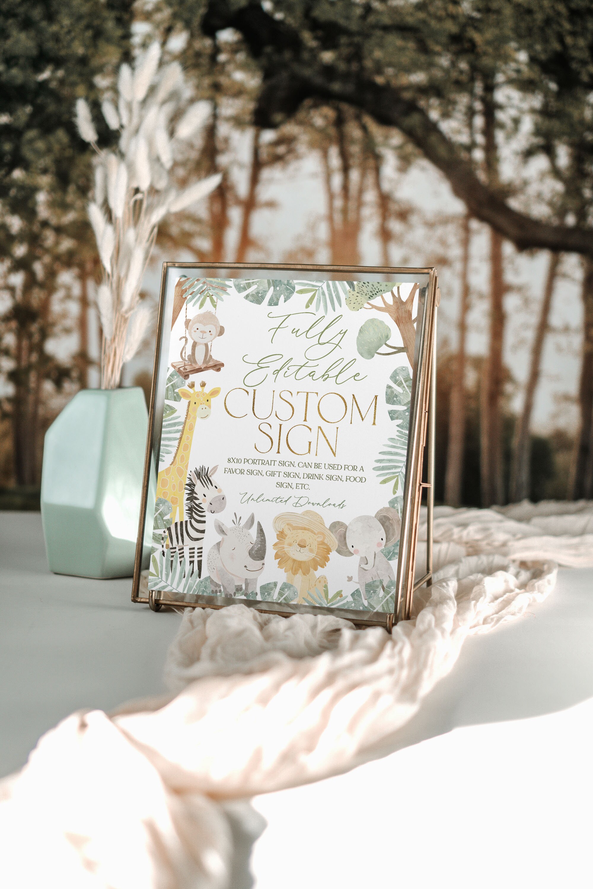Safari Animal Custom Editable Sign, Custom 8x10 Sign, Safari Editable ...