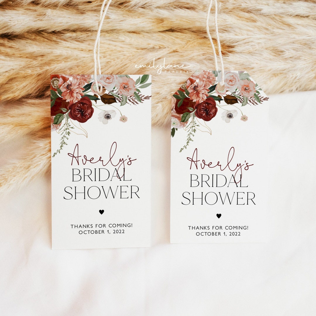 Fall Bridal Shower Favor Tag, Floral Thank You Tag, Fall in Love Bridal ...