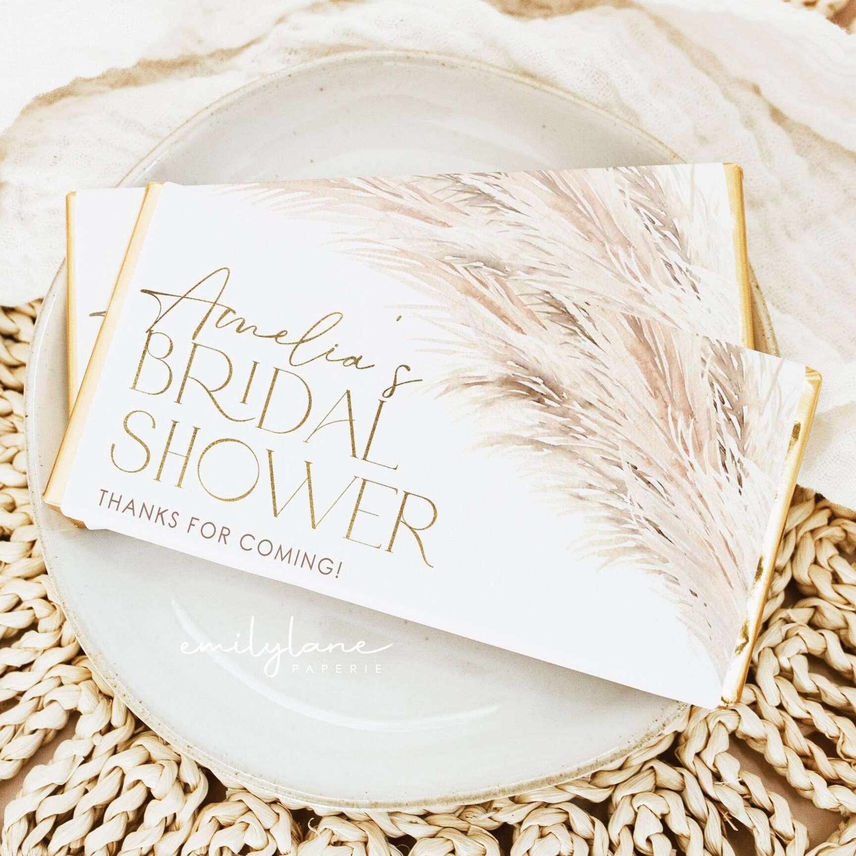 Boho Chocolate Bar Wrapper, Boho Candy Bar Wrapper Template, Pampas ...